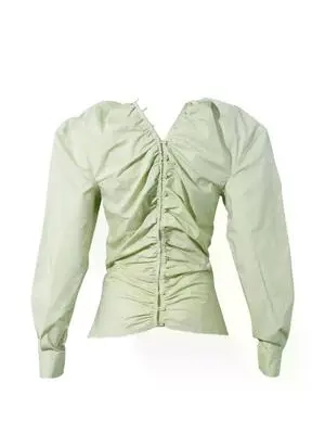 PUSHBUTTON Ruched Button-up Shirt