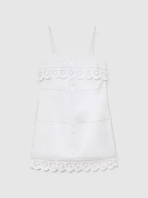 REISS Toni Cotton Lace-detail Mini Dress