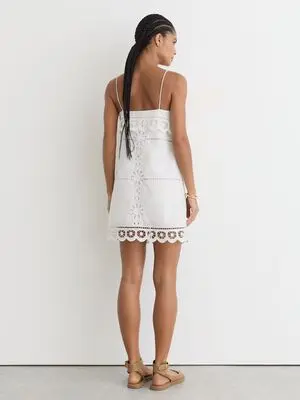 REISS Toni Cotton Lace-detail Mini Dress
