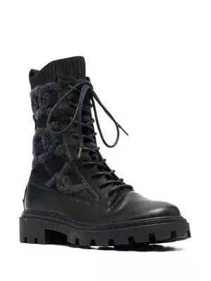 TOD'S Shearling Logo Combat Boots