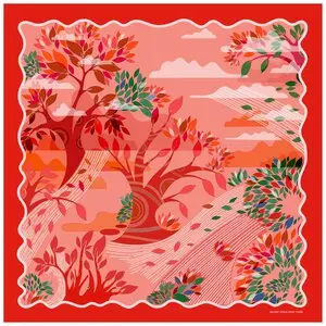 JESSIE ZHAO NEW YORK Double Sided Silk Scarf Crossing - Red