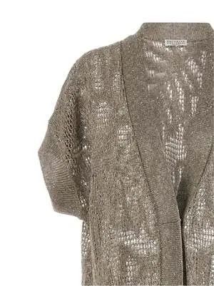 Brunello Cucinelli Linen And Cotton Mesh Knit Cardigan