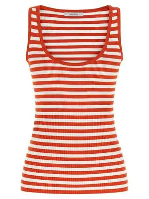 Max Mara Mxmghiro' Striped Ribbed Tank Top - Red