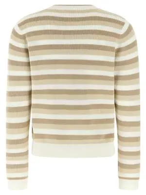 Brunello Cucinelli Striped Cotton Crew Neck Sweater