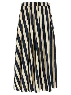Max Mara Striped Cotton Poplin Maxi Skirt - Blue
