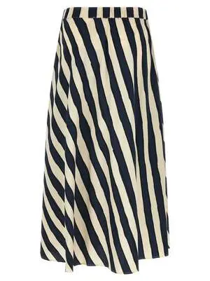 Max Mara Striped Cotton Poplin Maxi Skirt - Blue