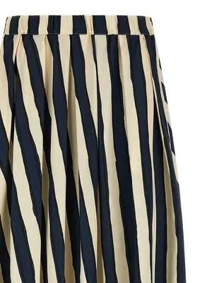 Max Mara Striped Cotton Poplin Maxi Skirt - Blue