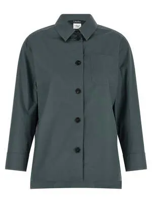 Max Mara S' Max Mara Marianne Cotton Poplin Shirt Gray