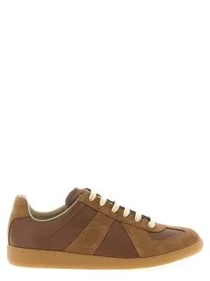 MAISON MARGIELA Replica Nappa And Suede Sneakers - Brown