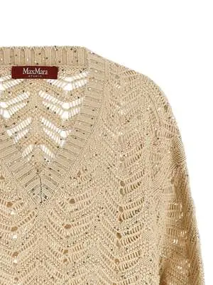 Max Mara Mstfelino Chevron Sequin Embellished Cotton Sweater
