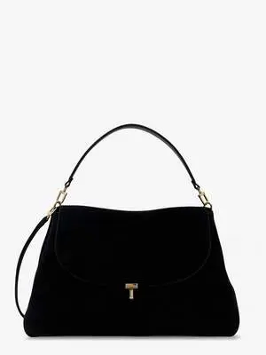 TOTEME T-lock Leather Handbag - Black