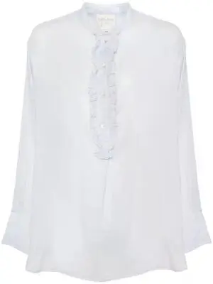 FORTE_FORTE Ruffled Cotton-silk Blend Blouse