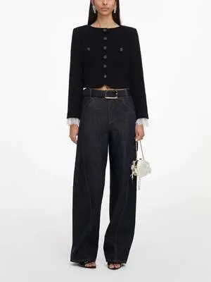 SELF-PORTRAIT Cropped Button-detailed Jacket
