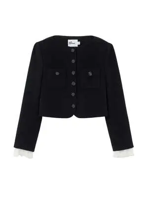 SELF-PORTRAIT Cropped Button-detailed Jacket - Multicolor