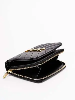 Saint Laurent Cassandre Matelassé` Compact Zip Around Wallet - Multicolor
