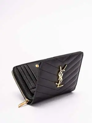 Saint Laurent Cassandre Matelassé` Compact Zip Around Wallet - Multicolor