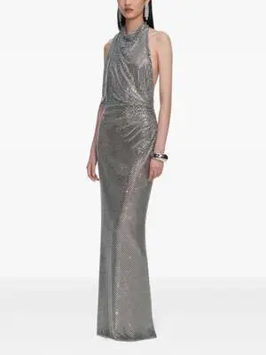 SELF-PORTRAIT Rhinestone Drape Maxi Dress