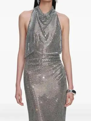 SELF-PORTRAIT Rhinestone Drape Maxi Dress