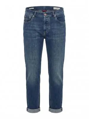 Brunello Cucinelli Mid-rise Cotton Jeans With Logo Patch - Multicolor