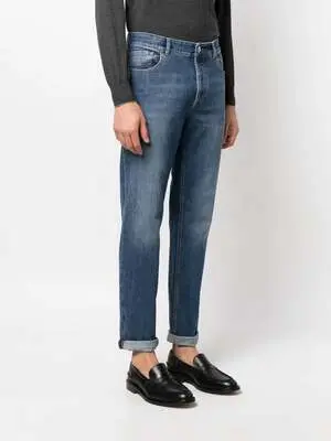 Brunello Cucinelli Mid-rise Cotton Jeans With Logo Patch - Multicolor