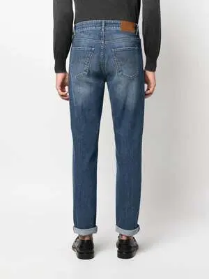 Brunello Cucinelli Mid-rise Cotton Jeans With Logo Patch - Multicolor