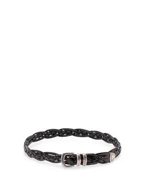 Brunello Cucinelli Braided Leather Belt With Silver-tone Buckle - Multicolor