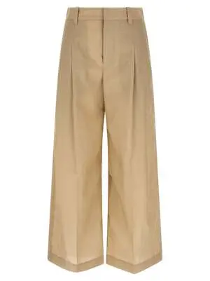 Brunello Cucinelli Techno Cotton Poplin Wide-leg Trousers - Cream
