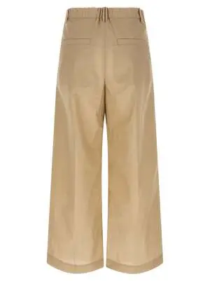 Brunello Cucinelli Techno Cotton Poplin Wide-leg Trousers - Cream