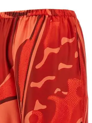 FERRAGAMO Printed Silk Palazzo Pants - Red