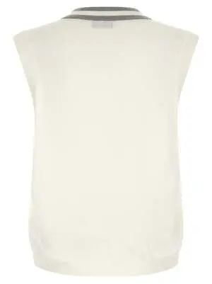 Brunello Cucinelli Cotton Knit Logo Patch Vest