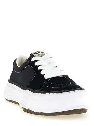 Mihara Yasuhiro Eric" Suede And Cotton Canvas Sneakers With Platform Sole - Black