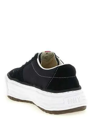 Mihara Yasuhiro Eric" Suede And Cotton Canvas Sneakers With Platform Sole - Black