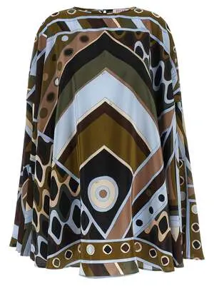 Emilio Pucci Vivara" Print Silk Kaftan Dress - Multicolor