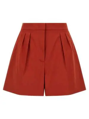 Max Mara High-waisted Pleated Cotton Satin Shorts - Red