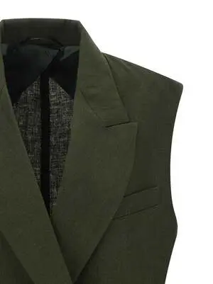 Max Mara Double-breasted Linen Vest - Green
