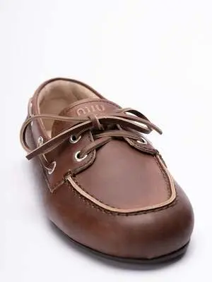 Miu Miu Bleached Leather Boat Shoes - Multicolor