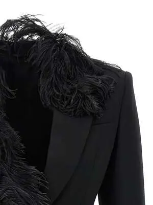 Attico Feather Embellished Single-breasted Blazer