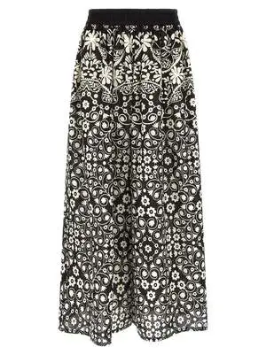 Max Mara Printed Cotton Voile Cropped Wide-leg Pants