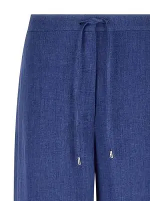Max Mara Wide Leg Linen Trousers - Blue