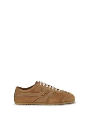 Dries Van Noten Suede Sneakers With Leather Details - Brown