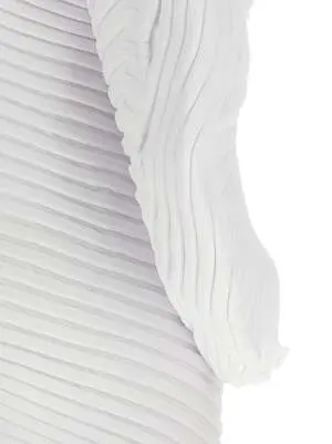 Issey Miyake Ribbed Knit Boat Neck Long Sleeve Top