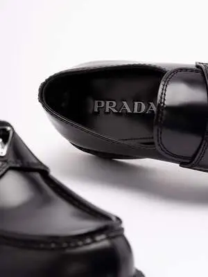 Prada Chocolate Brushed Leather Loafers