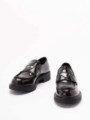 Prada Chocolate Brushed Leather Loafers