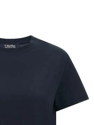 Max Mara Mmedile' Metallic Print Cotton T-shirt - Blue