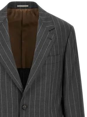 Brunello Cucinelli Pinstripe Blazer - Gray