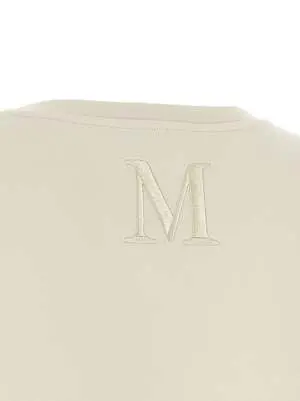 Max Mara Mmnancy' Cotton Blend Scuba Jersey T-shirt With Logo Embroidery - Cream