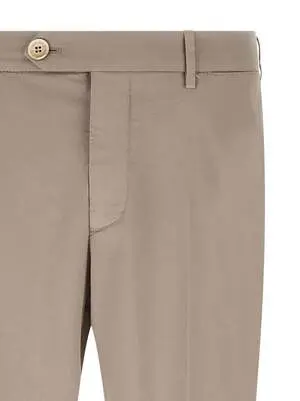 Brunello Cucinelli American Pima Cotton Gabardine Trousers - Cream