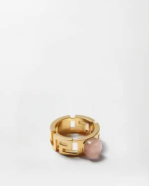 Versace Greca Ring With Faceted Glass Stone