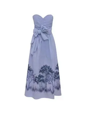 Loretta Caponi Desidera Strapless Cotton Midi Dress
