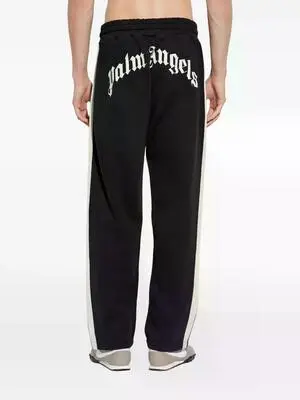 Palm Angels Side-stripe Logo-print Wide-leg Cotton Track Pants